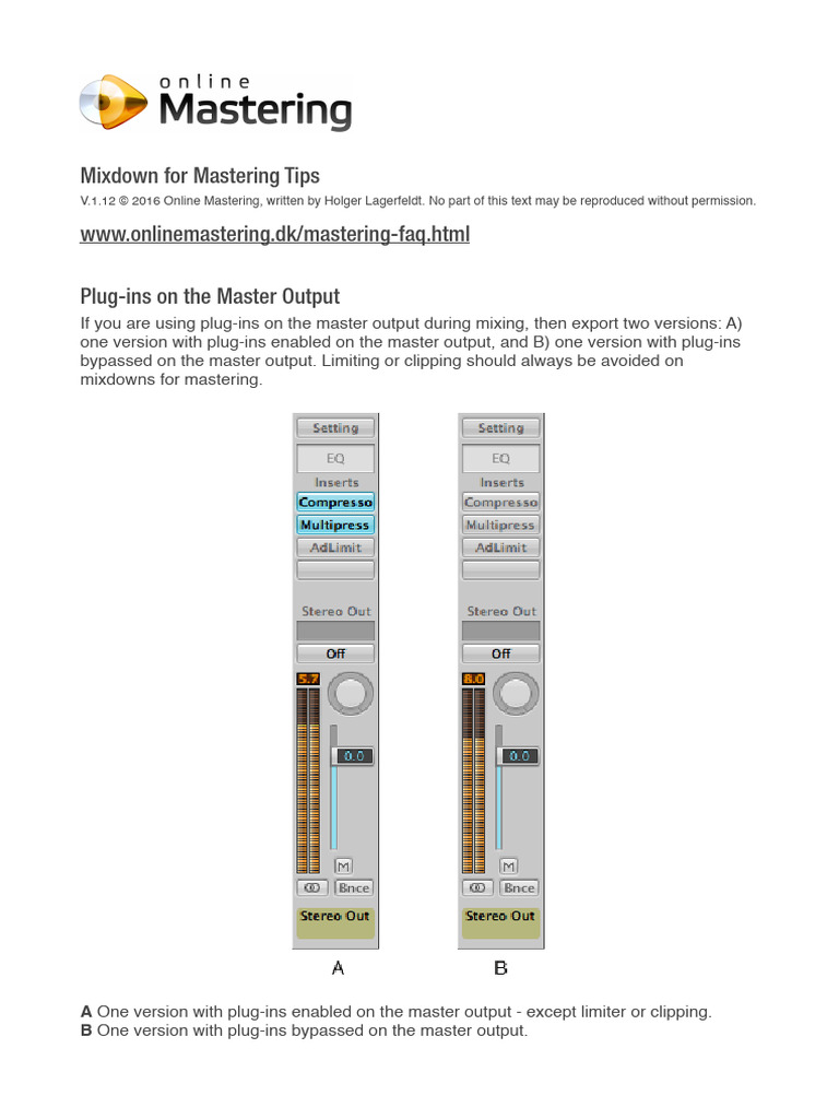 Mixdown For Mastering Tips | PDF