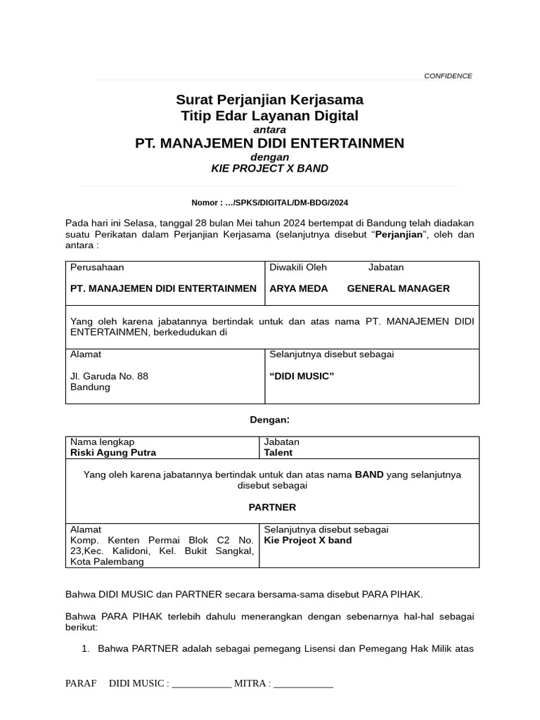 Draft Kontrak Titip Edar | PDF