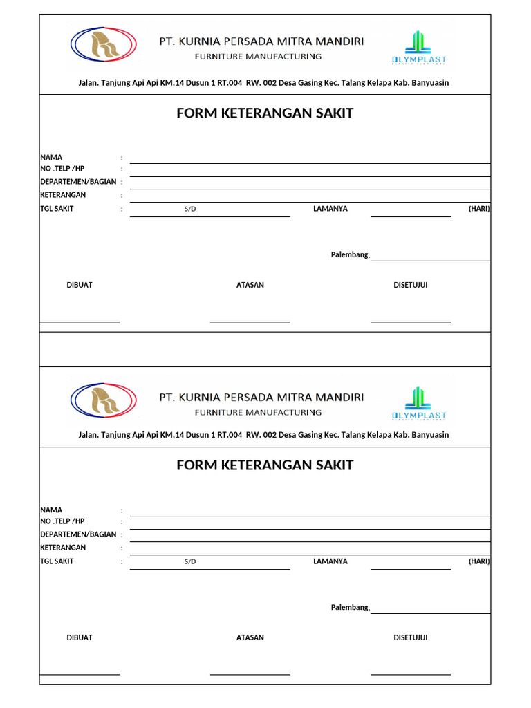 Form Keterangan Sakit | PDF
