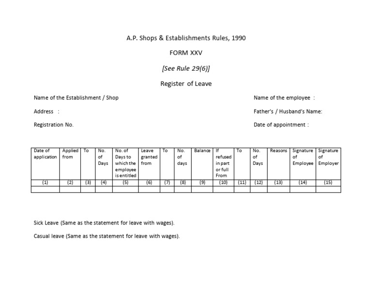 Register of Leave | PDF