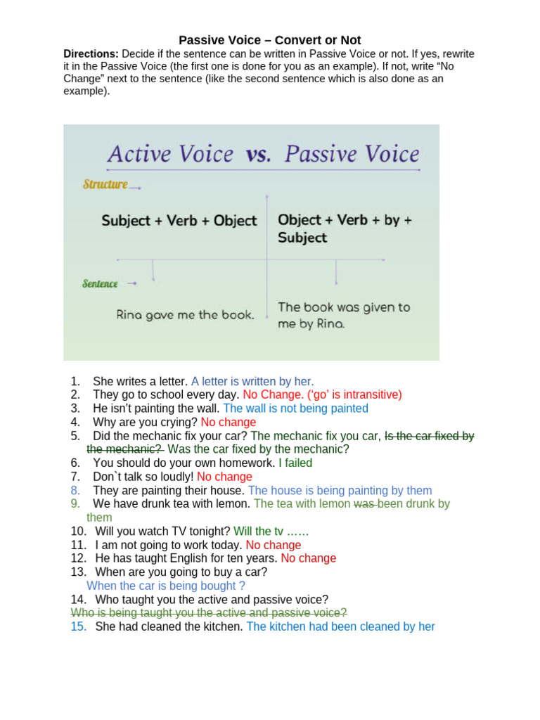 Passive Voice Convert or Not | PDF