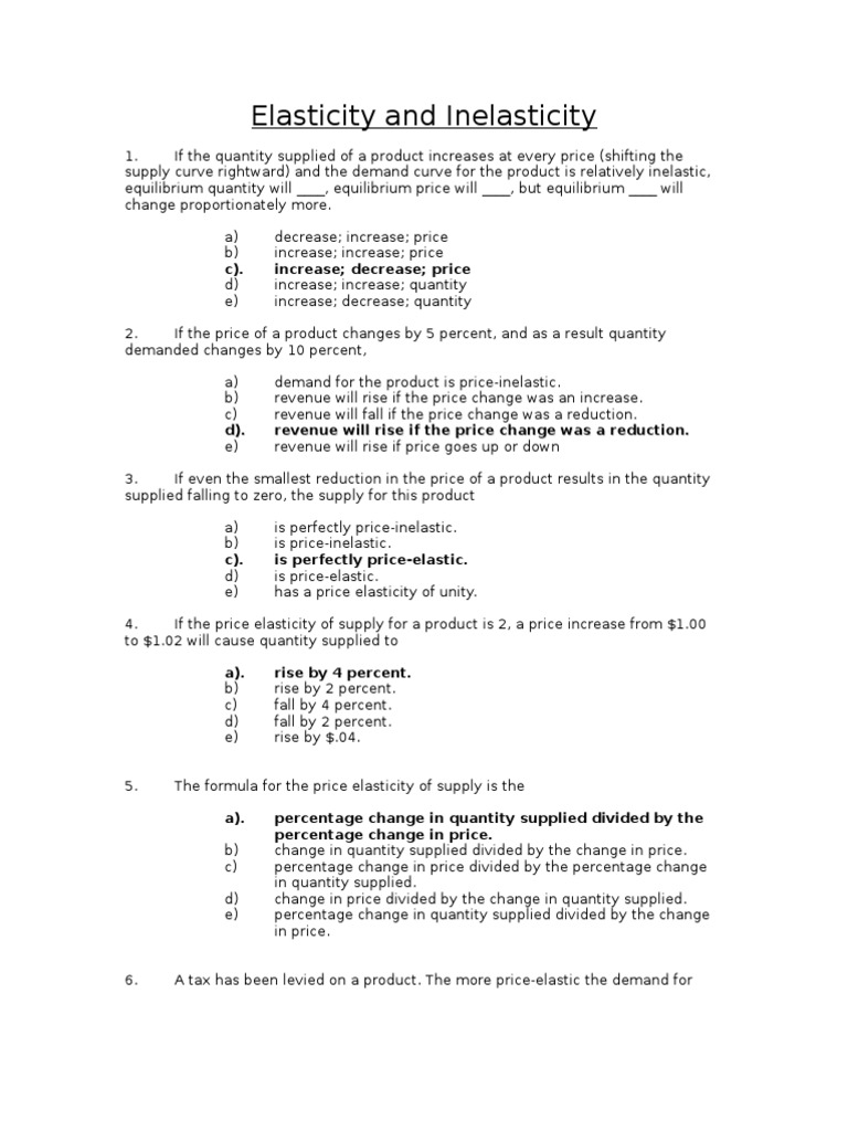 Elasticity and Inelasticity | PDF | Supply (Economics) | Demand
