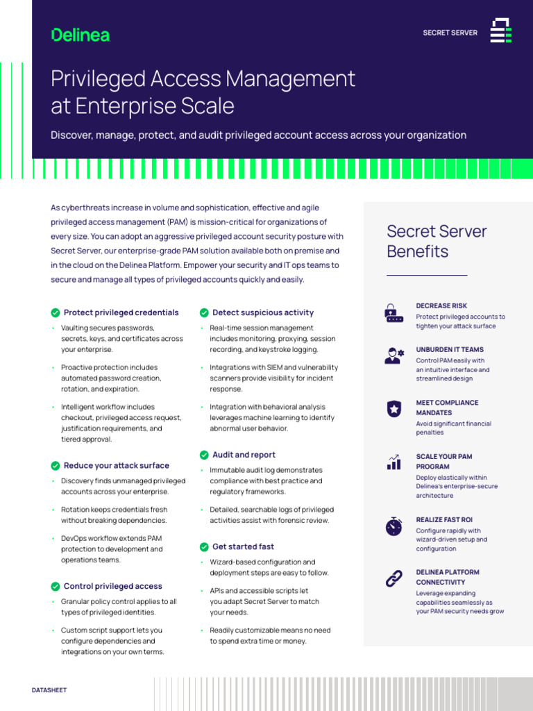 delinea-datasheet-secret-server | PDF