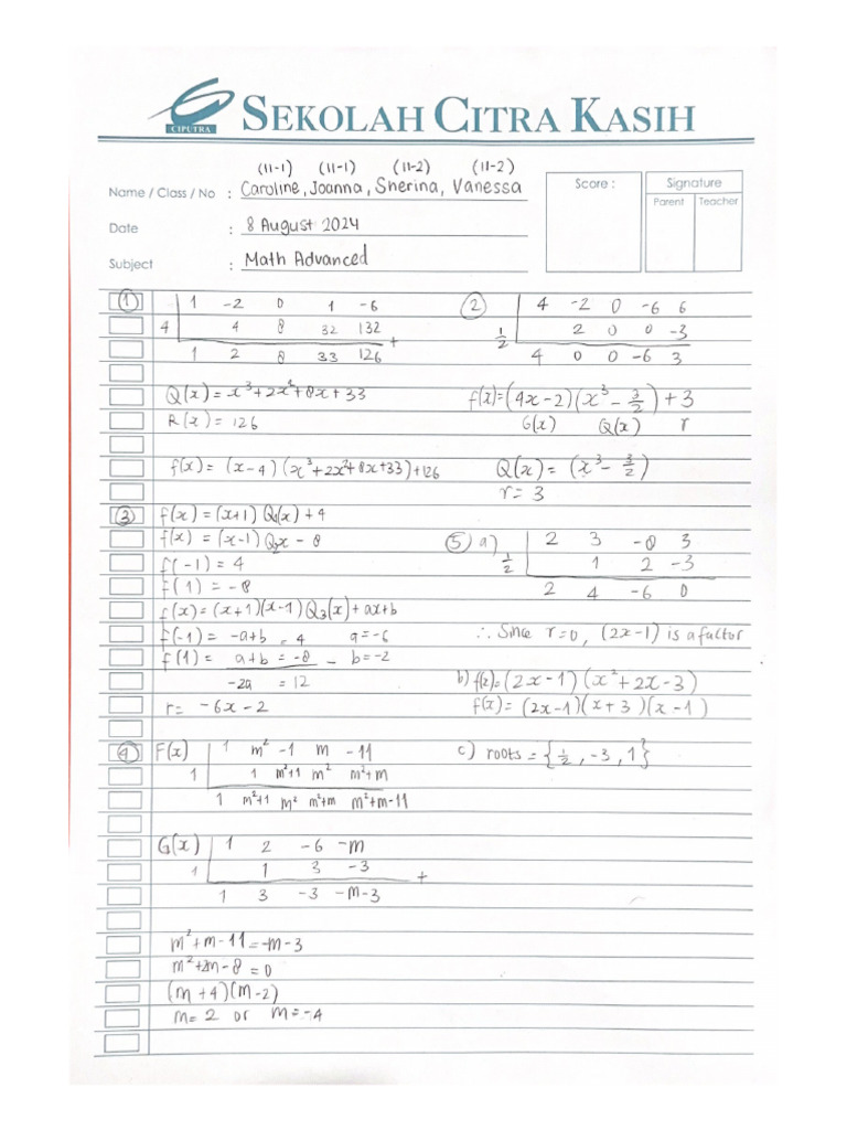 Advanced Maths - Worksheet Algebraic Methods | PDF