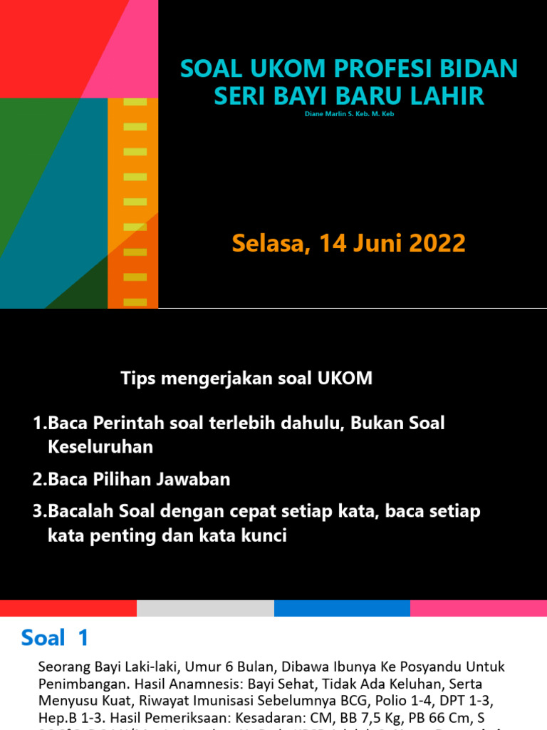 SOAL UKOM PROFESI BIDAN SERI BBL (Bu Diane) TGL 14 Juni 2022 | PDF