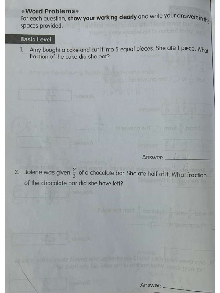 Fraction Word Problems | PDF