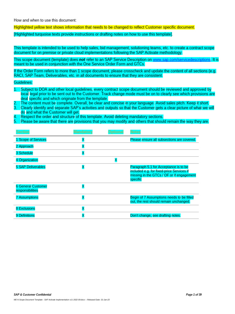 ME-N Scope Document Template - SAP Activate Implementation v11 2022-09 ...