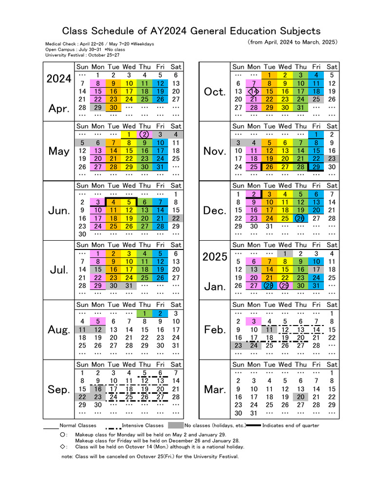 General General Education Class Schedule 2024 | PDF