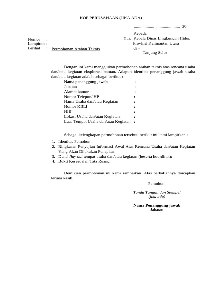 Format Permohonan Arahan Teknis | PDF