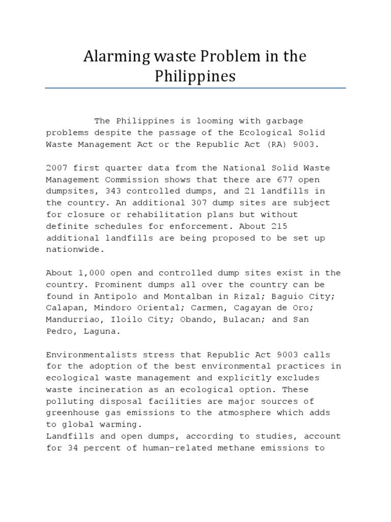 Waste Crisis in the Philippines | PDF | Landfill | Incineration