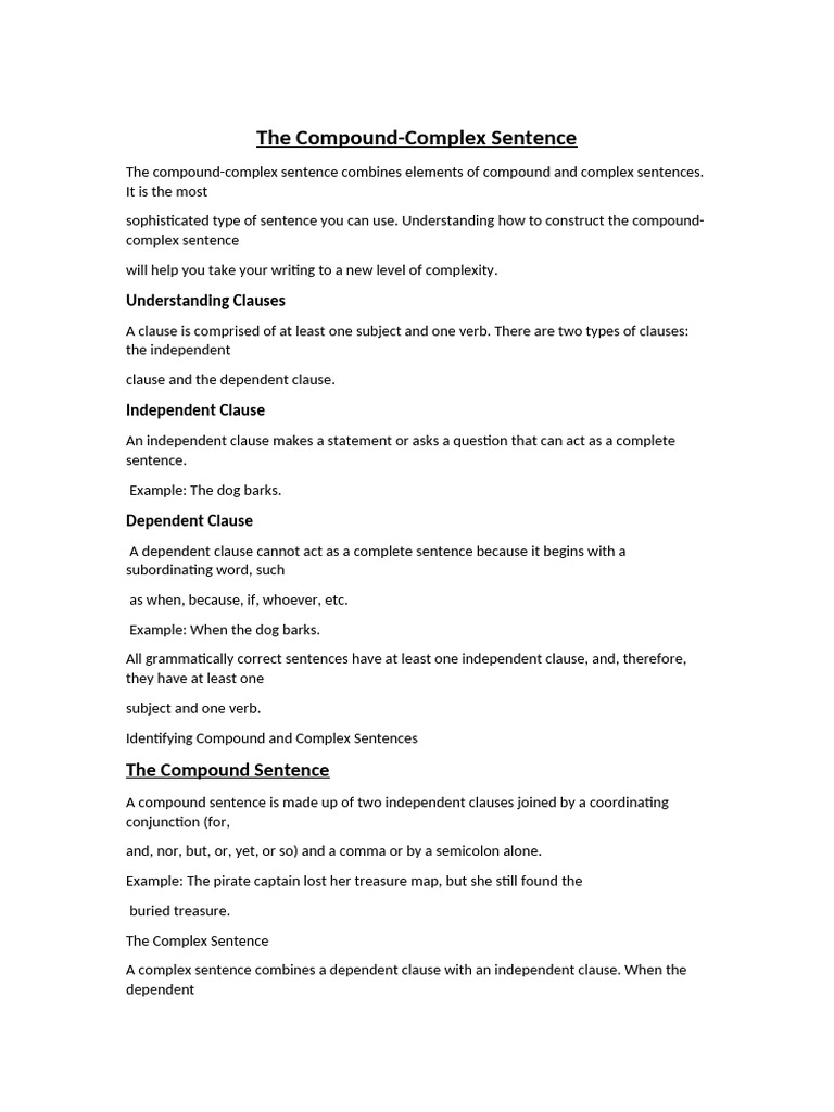 Compound Complex Sentences Explained | PDF