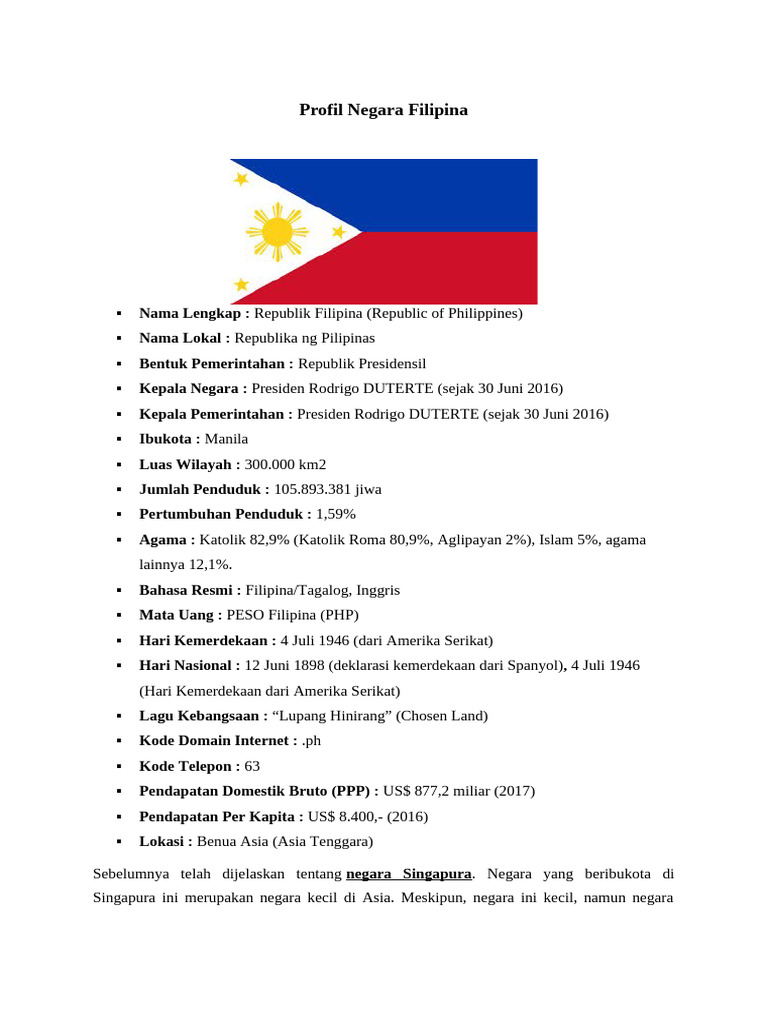 Profil Negara Filipina | PDF