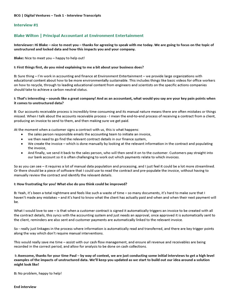 BCG Task 1 Transcripts | PDF
