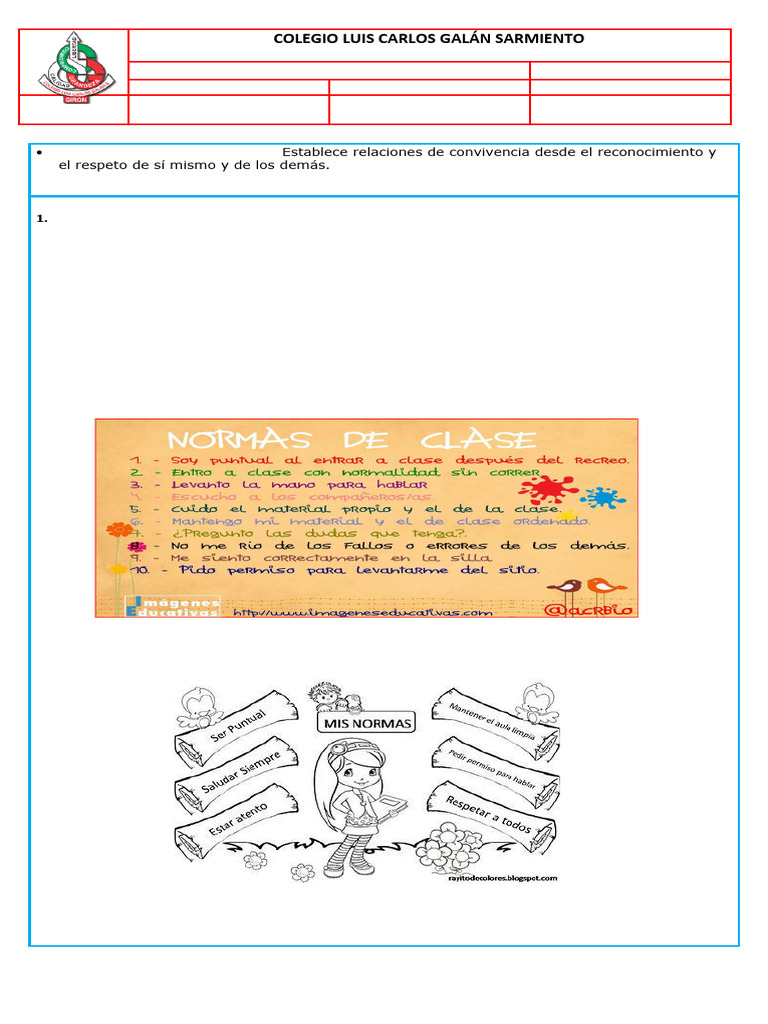 GUIA 1 Normas de Clase | PDF