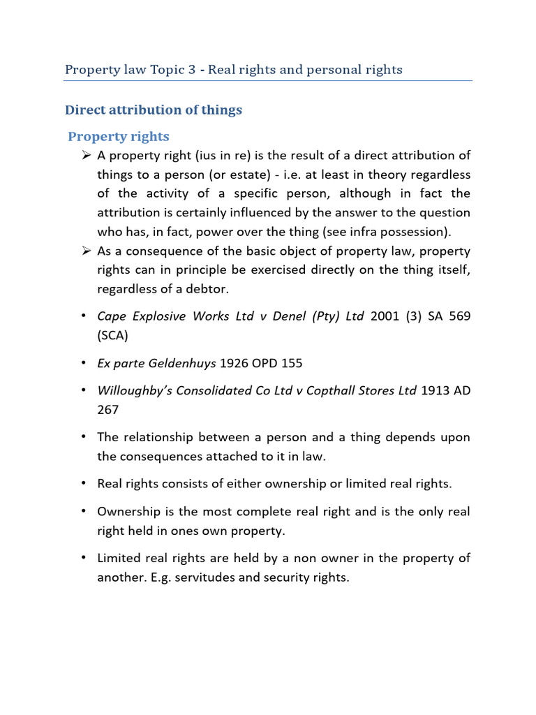 Topic 3 - Real Rights and Personal Rights | PDF