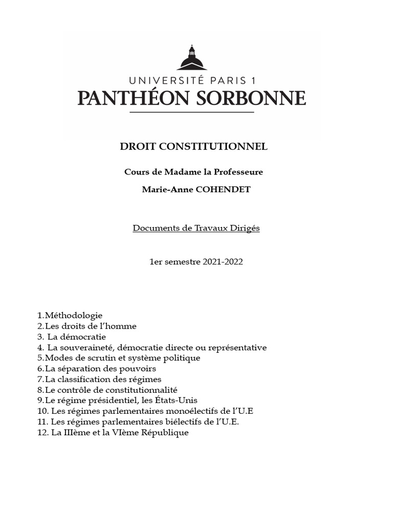 TD 1 - Droit Constit (Dossier 1) 0 | PDF