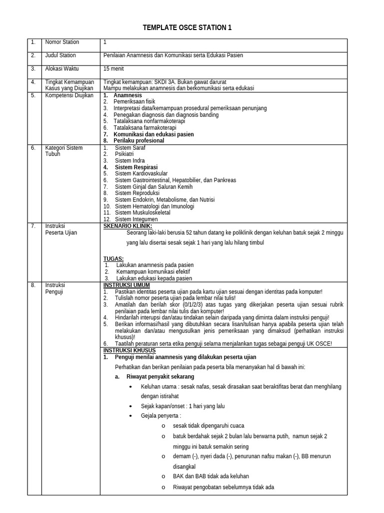 Contoh Soal OSCE KK Anamnesis Dan Komunikasi | PDF | Kesehatan Holistik
