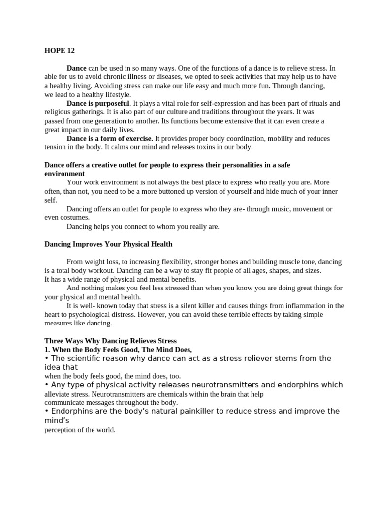 Hope 12 Handouts 2ndquarter 1st Sem | PDF