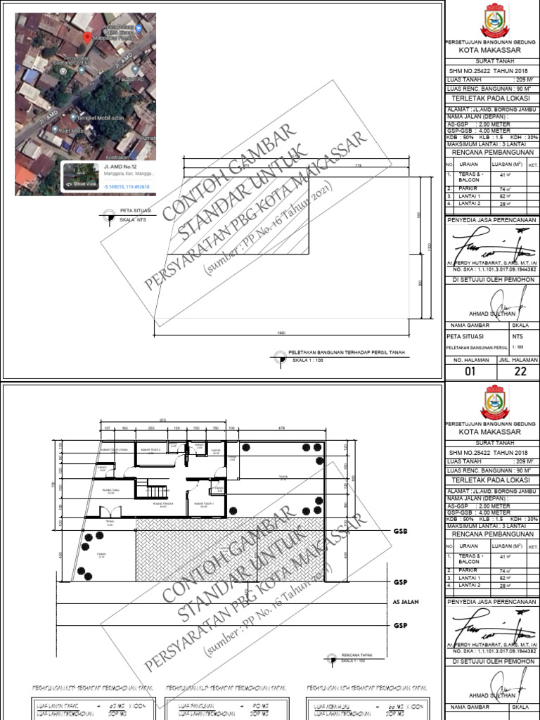 Contoh Gambar PBG Makassar | PDF