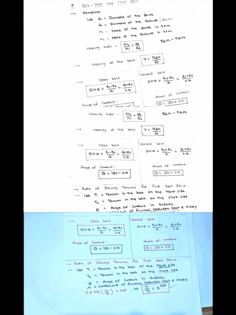 Flat Belt Drive Formula Sheet Pdf