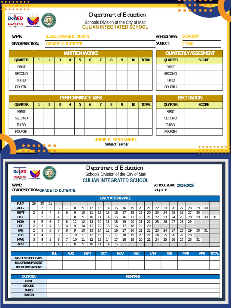 DESIGN - C - Learners Individual Record (FRONT AND FRONT) | PDF