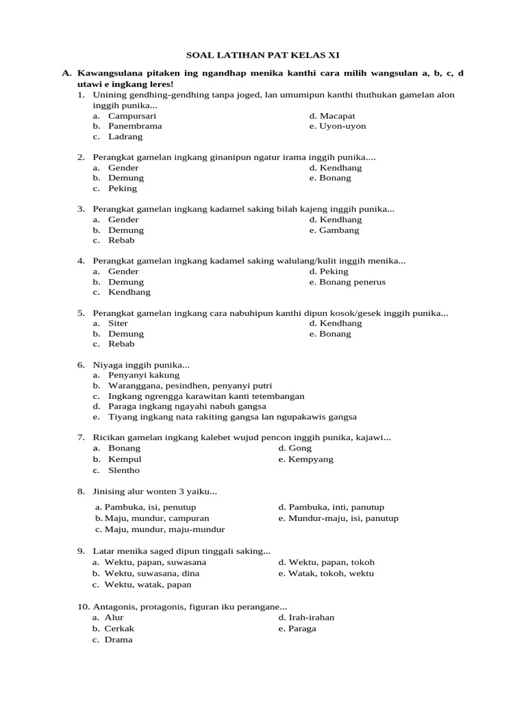 Soal Latihan Pat Kelas Xi | PDF