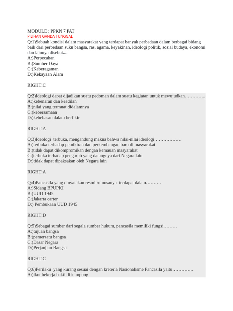 PPKN Pat 7 Pilgan | PDF