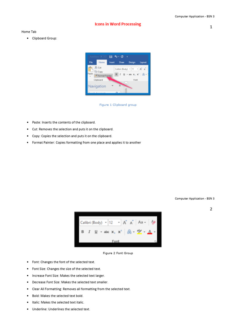 Icons in Word Processing | PDF