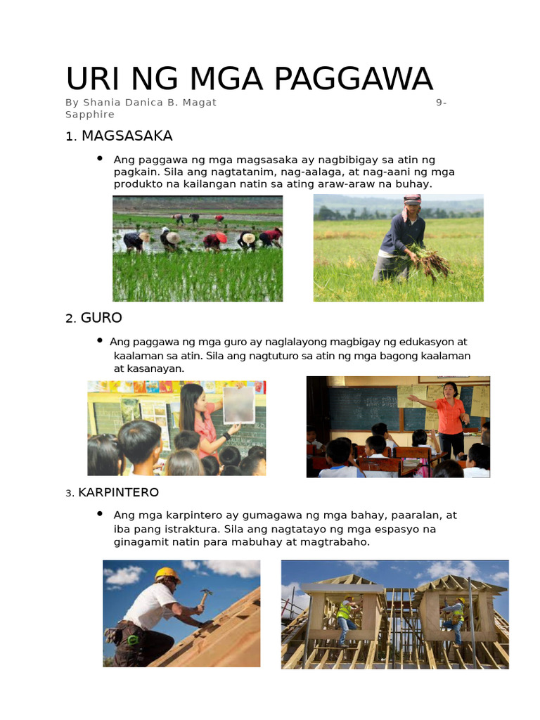 Uri NG Mga Paggawa | PDF