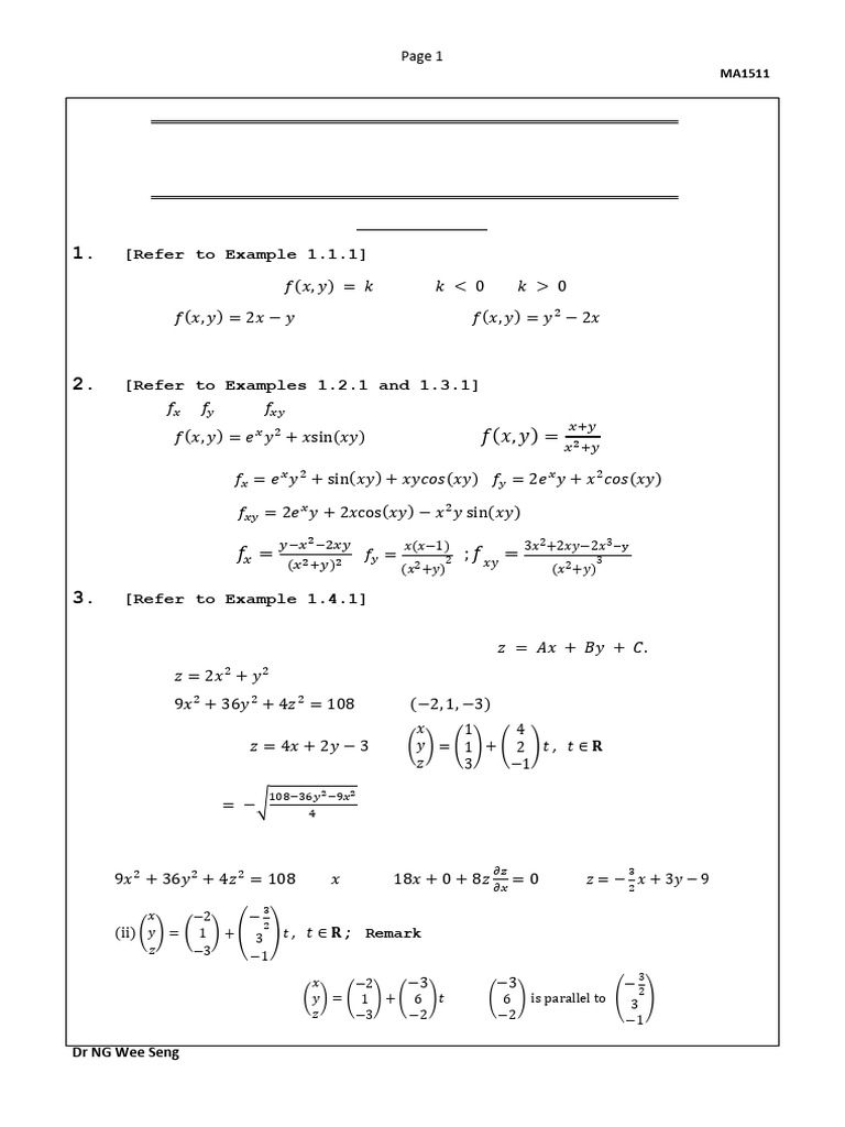 MA1511 Tutorial 1 | PDF