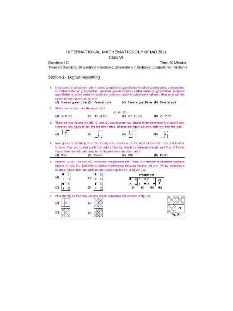 IMO Class 6 Paper 2011 | PDF