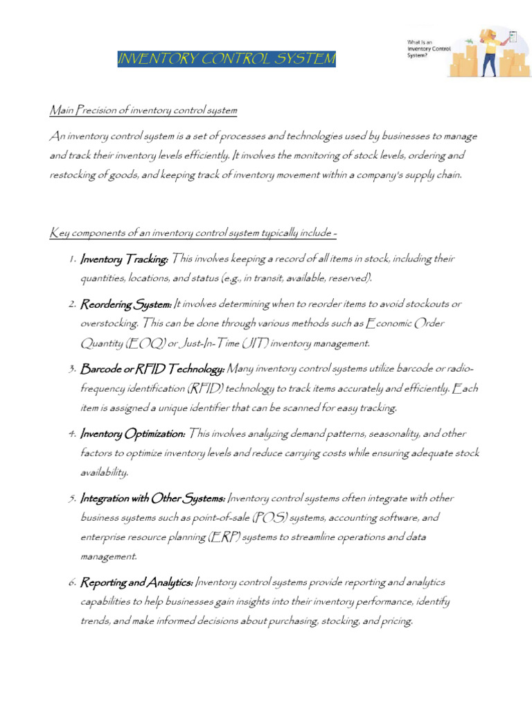 CLASS 10 PROJECT WORK (Inventory Control System) | PDF