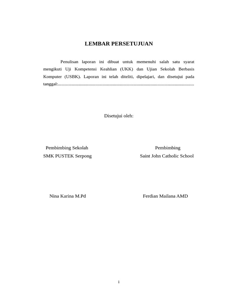 Lembar Pengesahan Laporan PKL | PDF