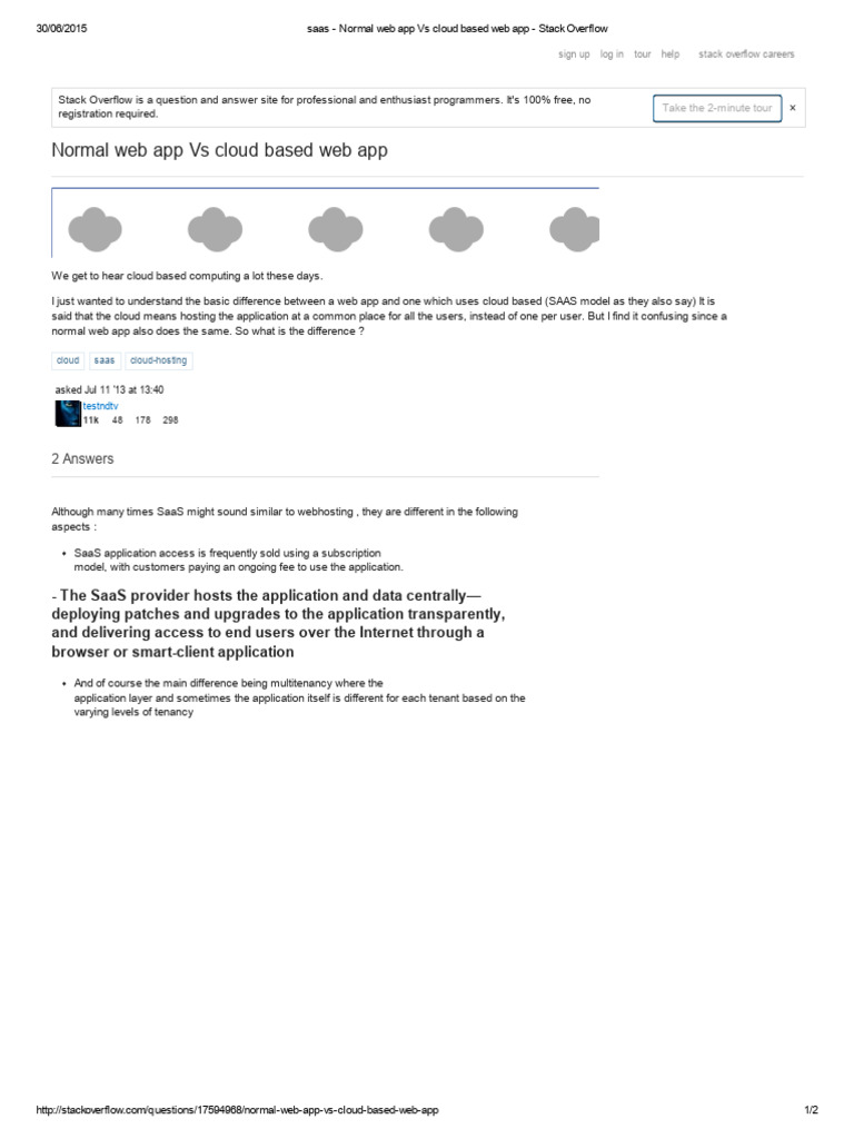 Saas - Normal Web App Vs Cloud Based Web App - Stack Overflow | PDF | Cloud Computing | Software ...