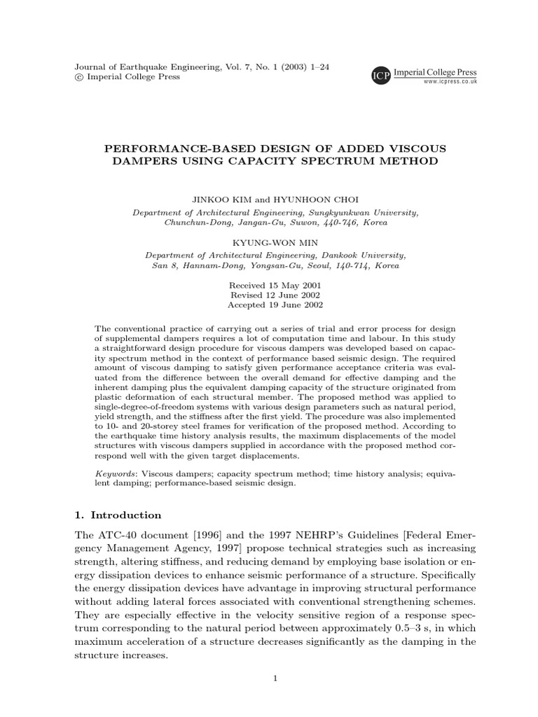 Performance Based Design Of Added Viscous Dampers Using Csm Pdf