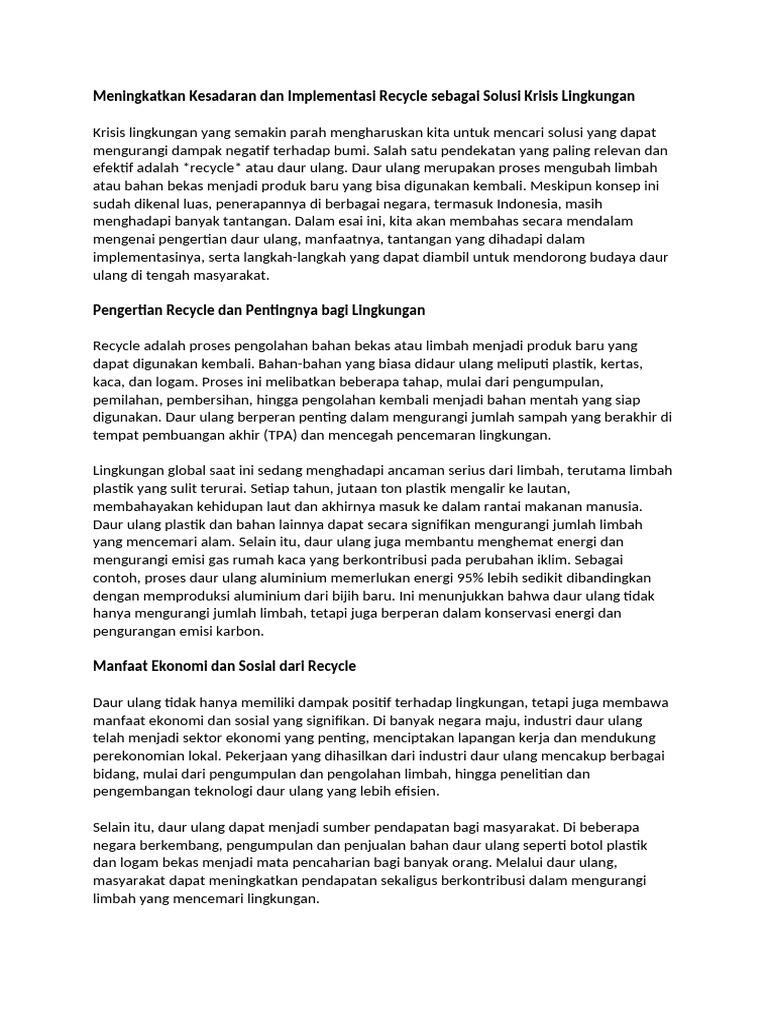 Essai Recycle Iky | PDF