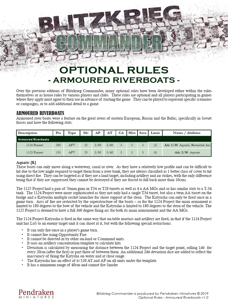 Optional Rules for Armoured Riverboats | PDF | Tanks | Armoured ...