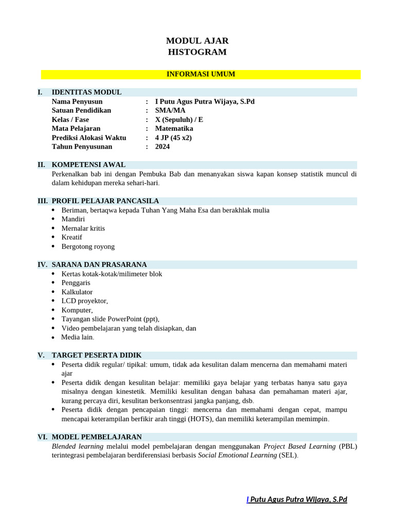 Modul Statistik Histogram Pdf