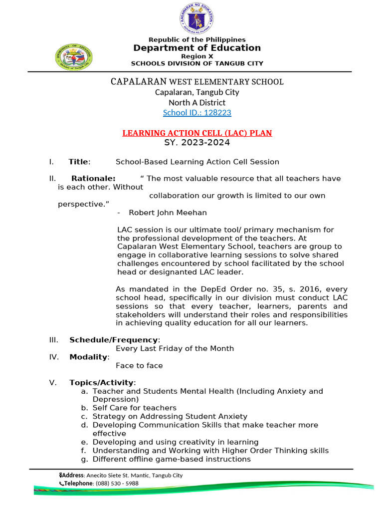 Capwest LAC PLAN | PDF