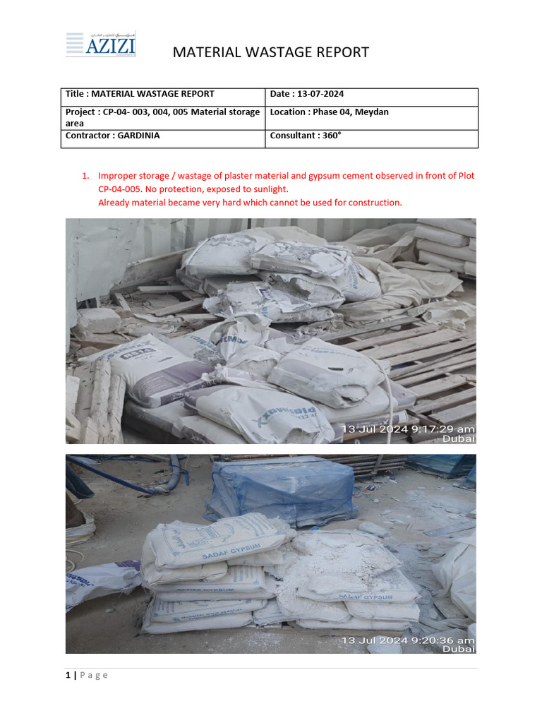 Phase 4 Material Wastage Report | PDF