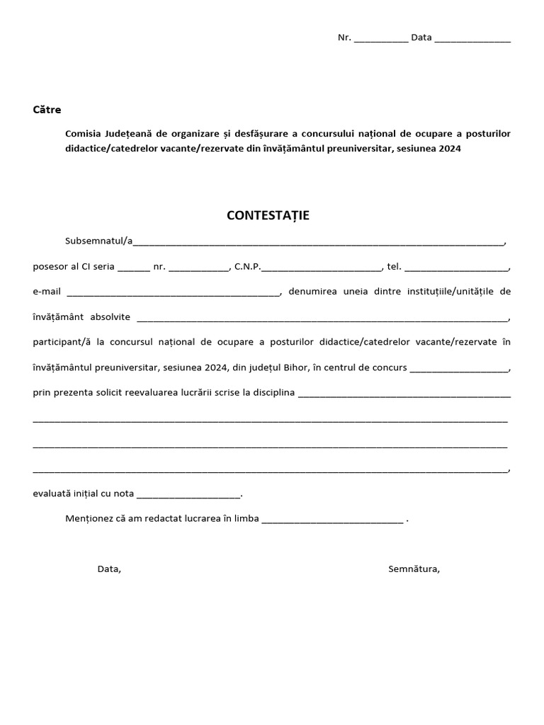 Cerere Contestatie - Tit2024 | PDF