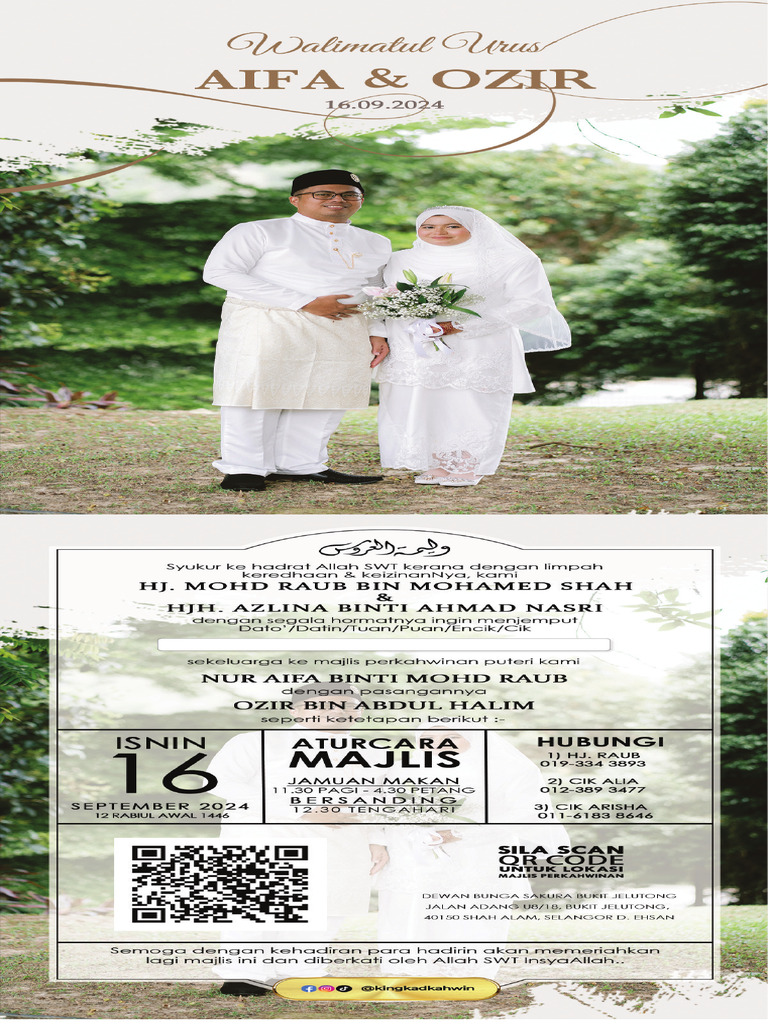 Majlis Walimatul Urus Aifa & Ozir | PDF