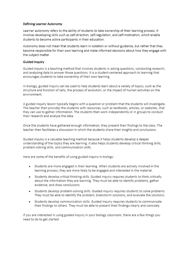 Learner Autonomy | PDF | Teaching Method | Learning