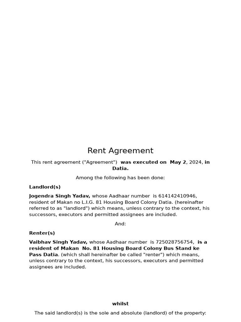 Rent Agreement | PDF