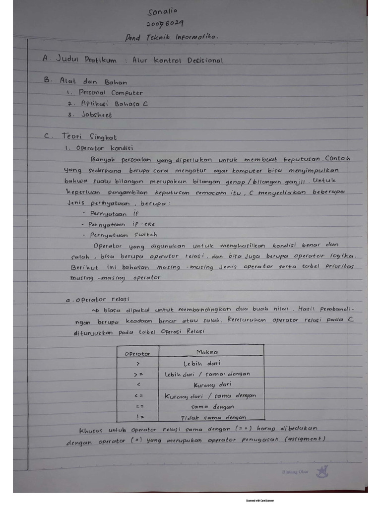 Laporan Mingguan Labsheet 3 Sonalia (20076024) | PDF