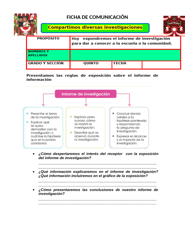 5to - FICHA DIA 01 - COM - Compartimos diversas investigaciones | PDF