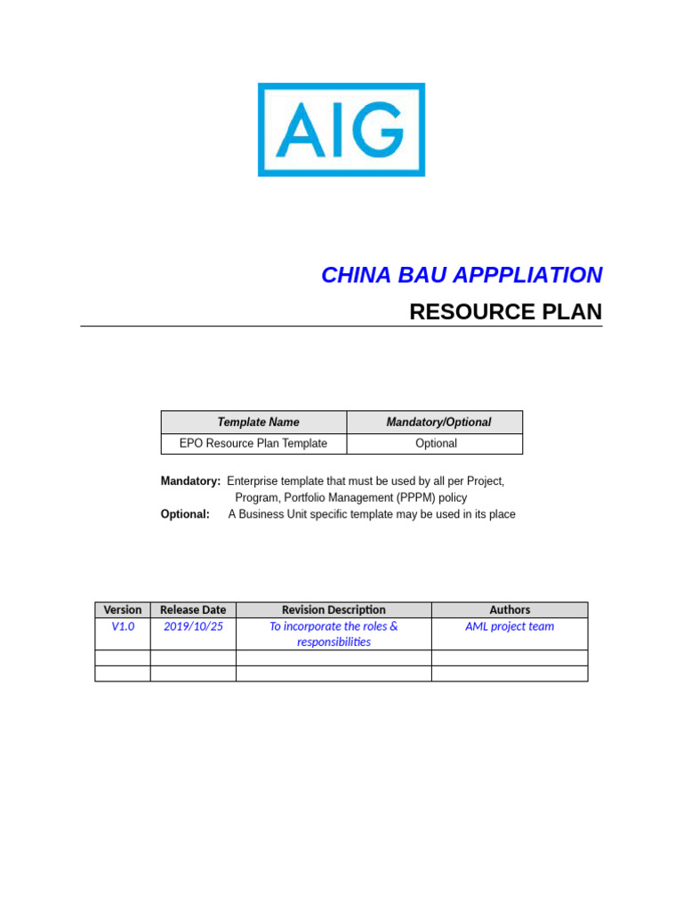 EPOResourcePlan - China BAU Application Support | PDF