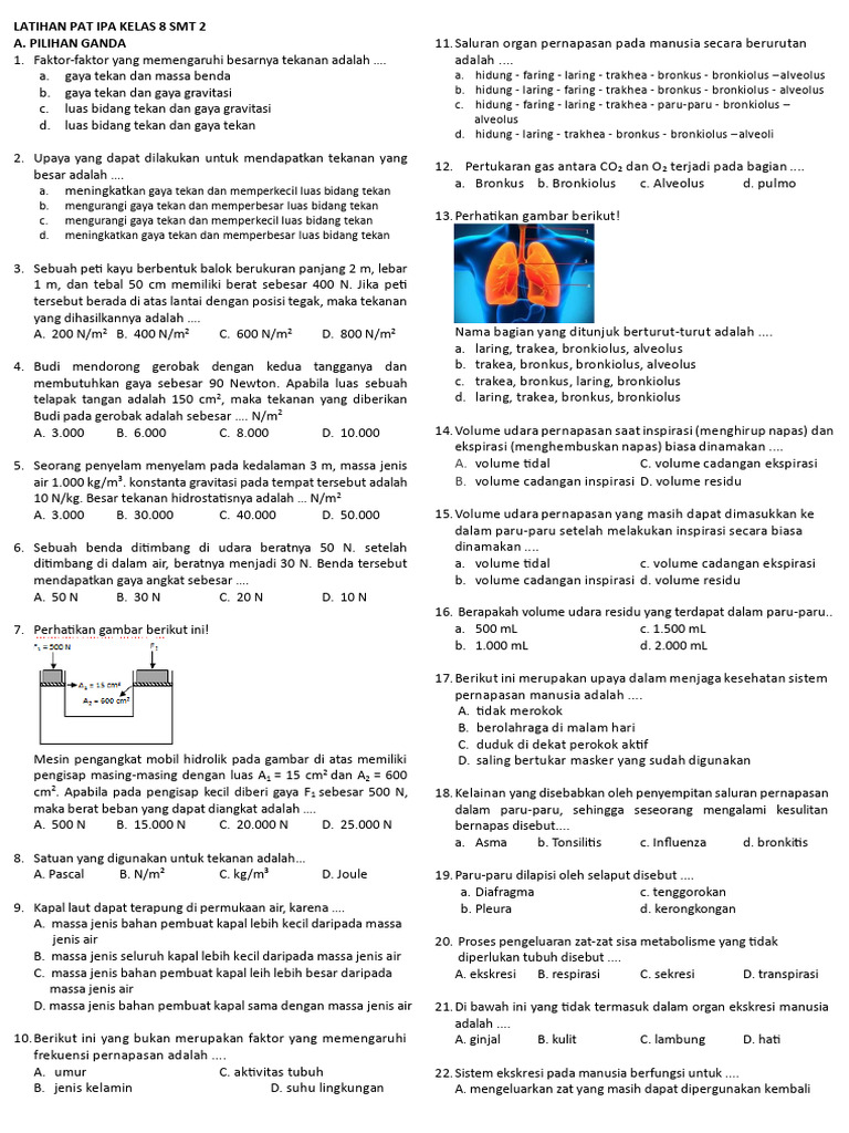 Soal Latihan Pat Ipa Kelas 8 SMT 2 | PDF
