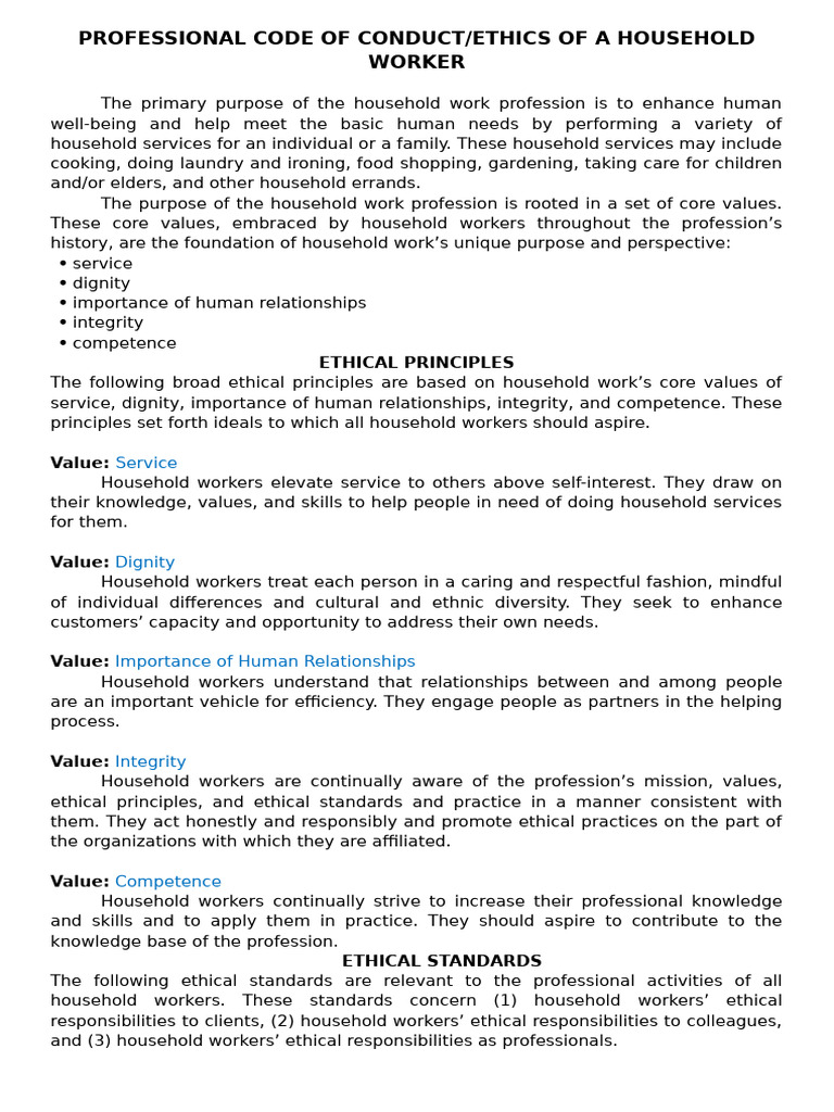 Professional Code of Conduct | PDF