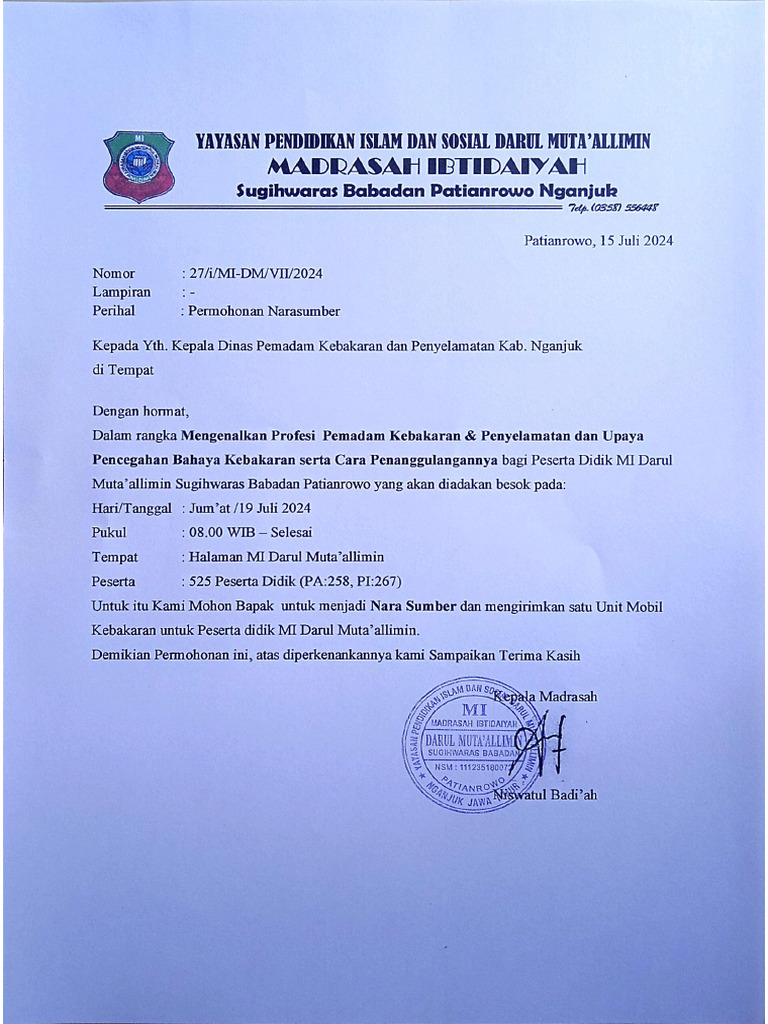 Surat Permohonan Damkar | PDF